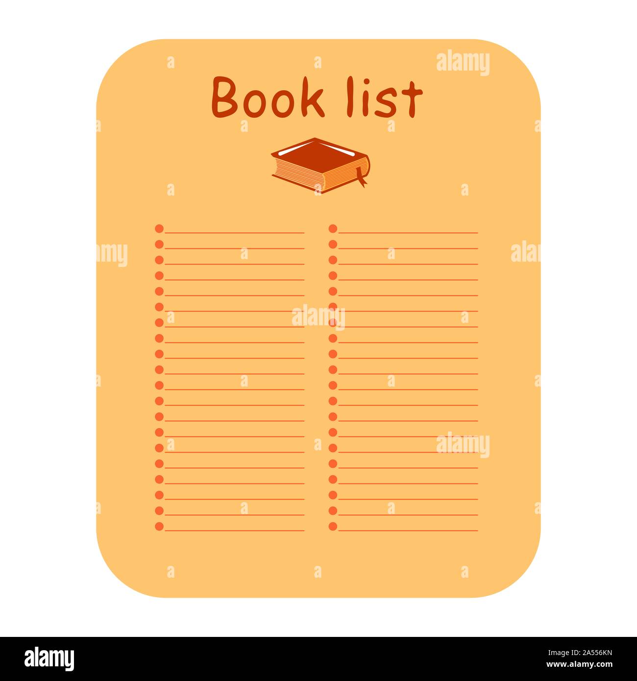 Liste Bücher Blatt. Leer notebook Abbildung. Buchen Sie Liste ...