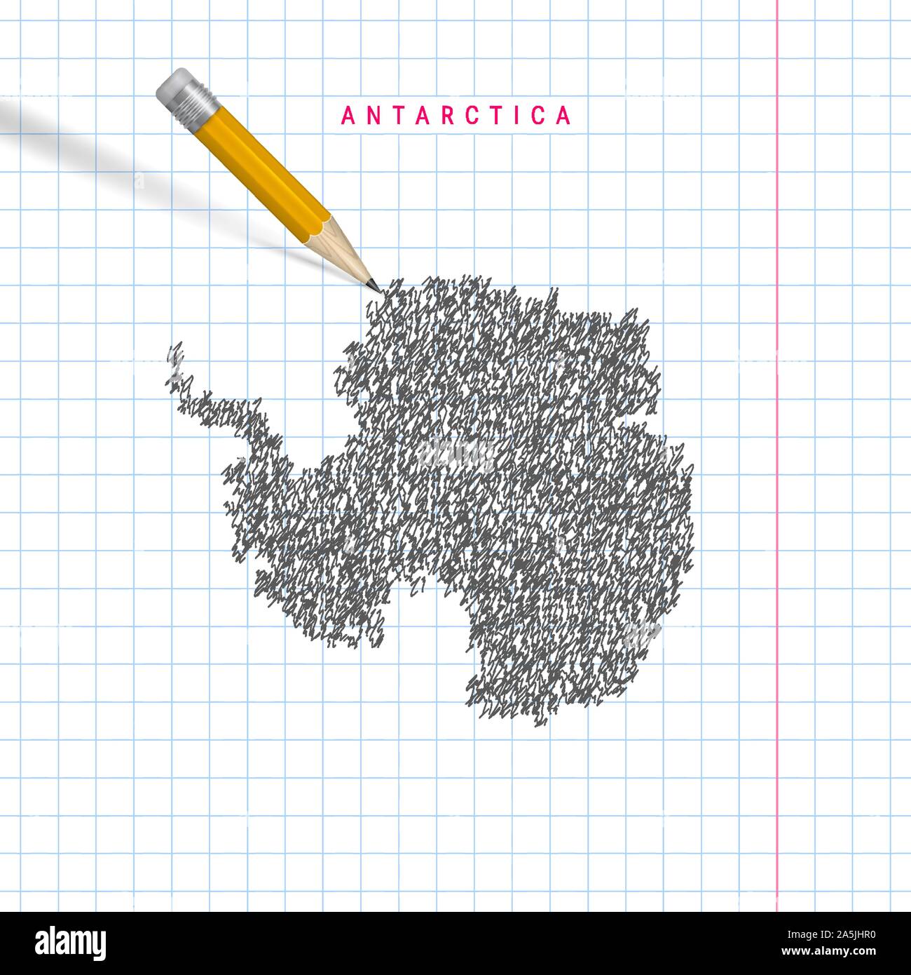 Antarktis Skizze scribble Karte auf karierten Schule notebook Papier Hintergrund dargestellt ...