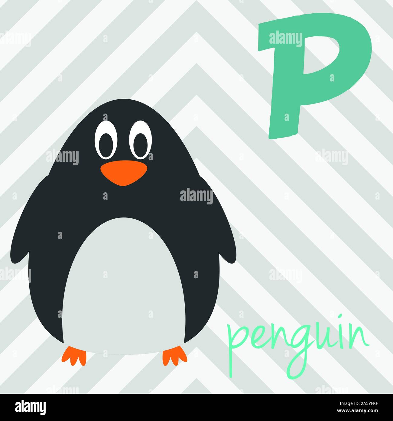 Cute cartoon Zoo illustrierte Alphabet mit lustigen Tieren: P für den ...