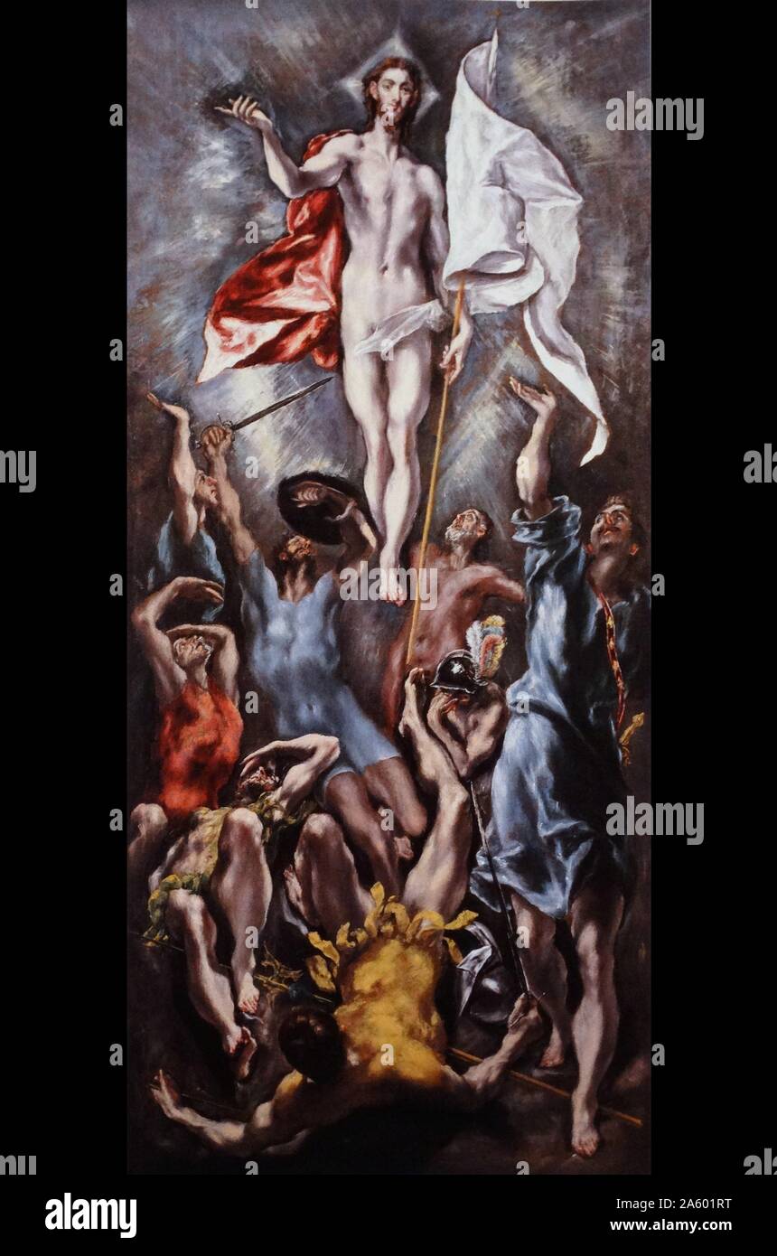 Gemälde der Auferstehung Jesu Christi von El Greco (1541-1614) Maler ...