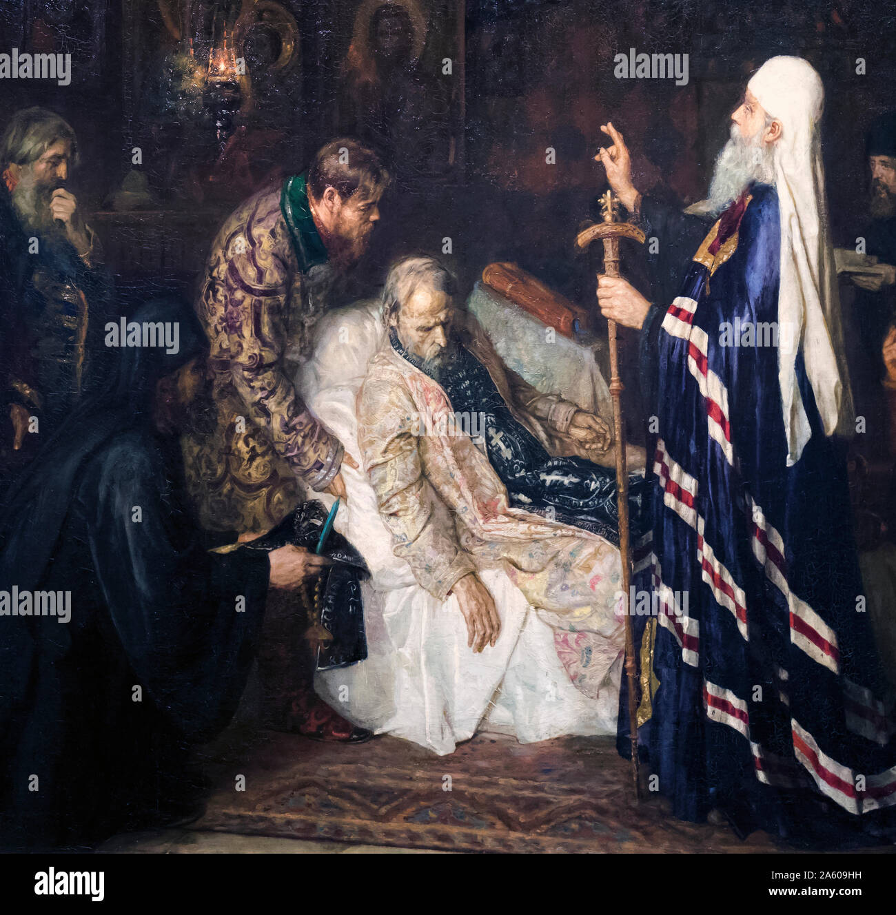 Detail von Metropolitan, Tonsuring Ivan The Terrible in Schema Vor Seinem Tod von Pjotr Geller ...