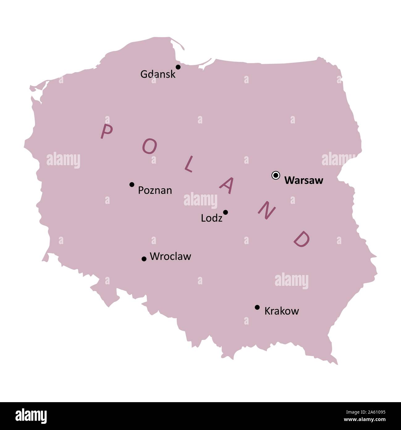Polen Städte Karte Stock-Vektorgrafik - Alamy