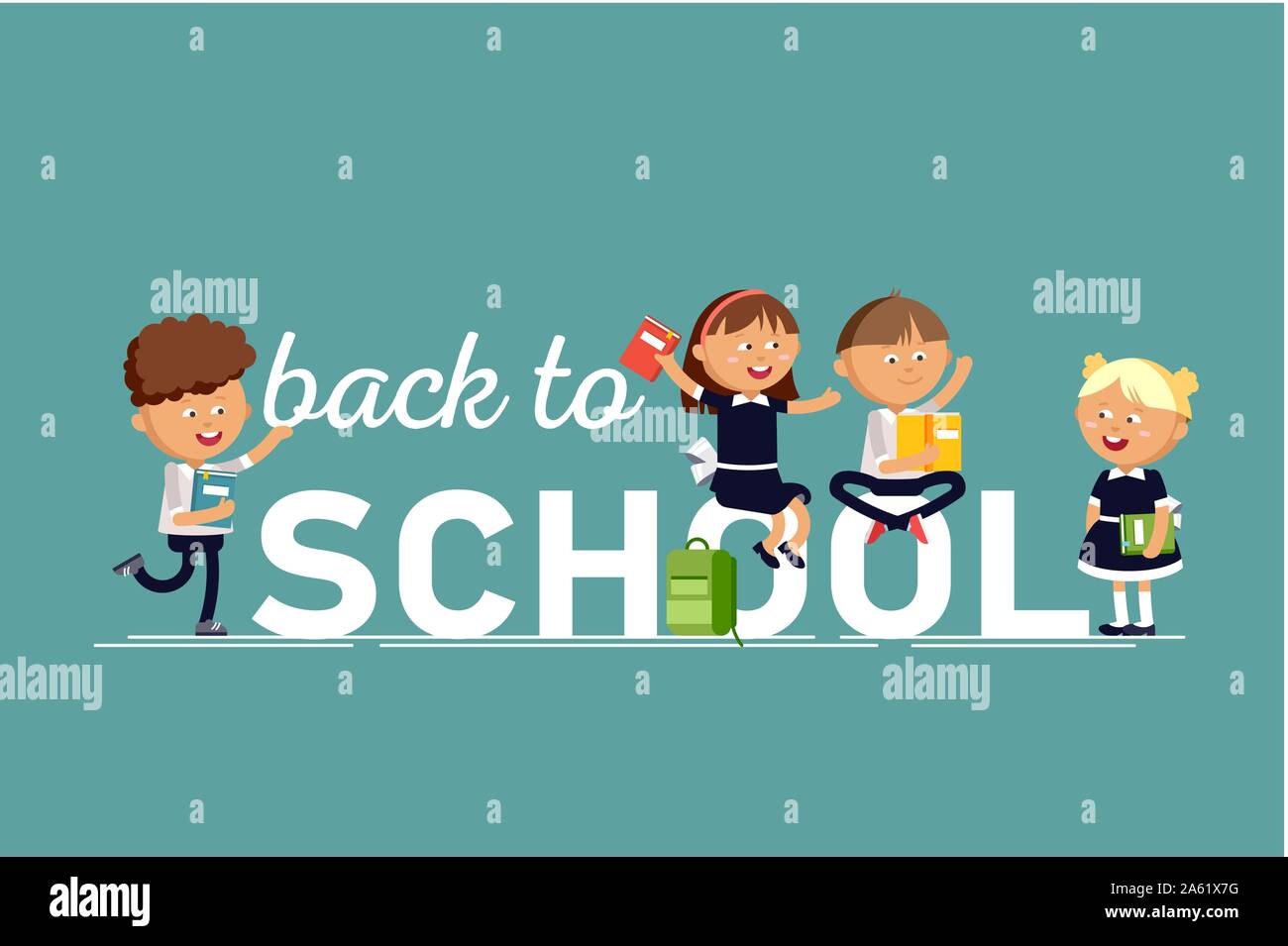 Niñas de la escuela en uniformes escolares Stock-Vektorgrafiken kaufen - Alamy