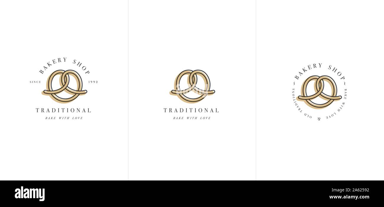 Vektor Design Template und Emblem-brezel backen Symbol für Bäckerei ...