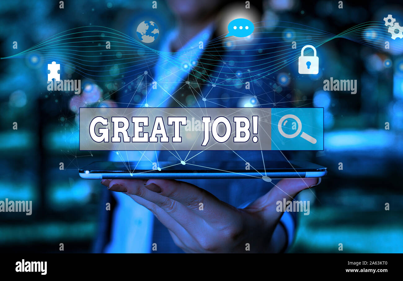 Text Zeichen angezeigt. Business foto Präsentation benutzt jemand Lob ...