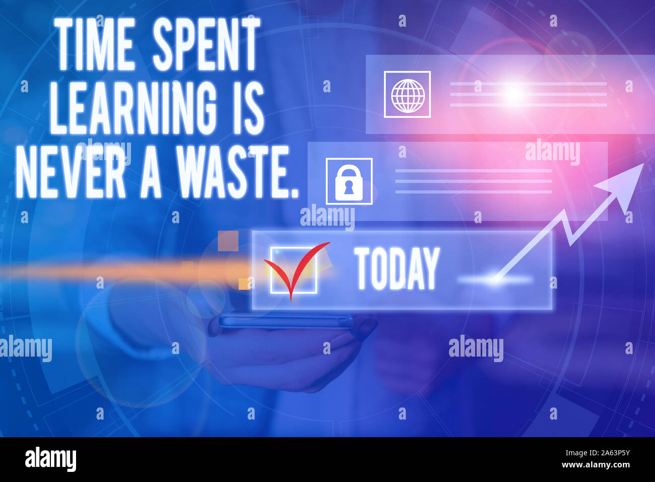 Konzeptionelle Handschrift zeigt Zeit Lernen ist nie eine Verschwendung ...