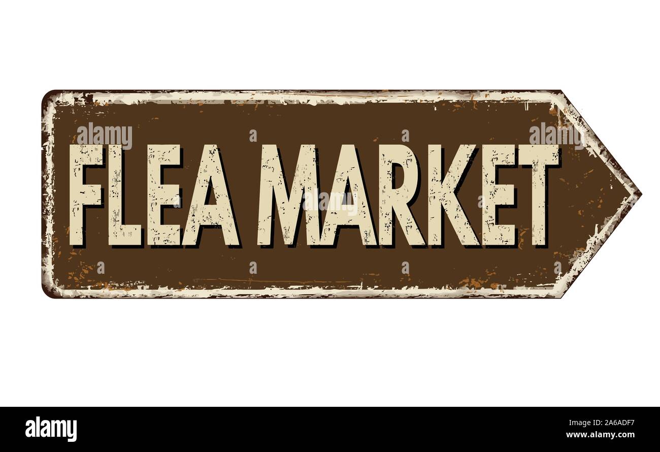 Flohmarkt vintage rostiges Metall Zeichen auf weißem Hintergrund ...