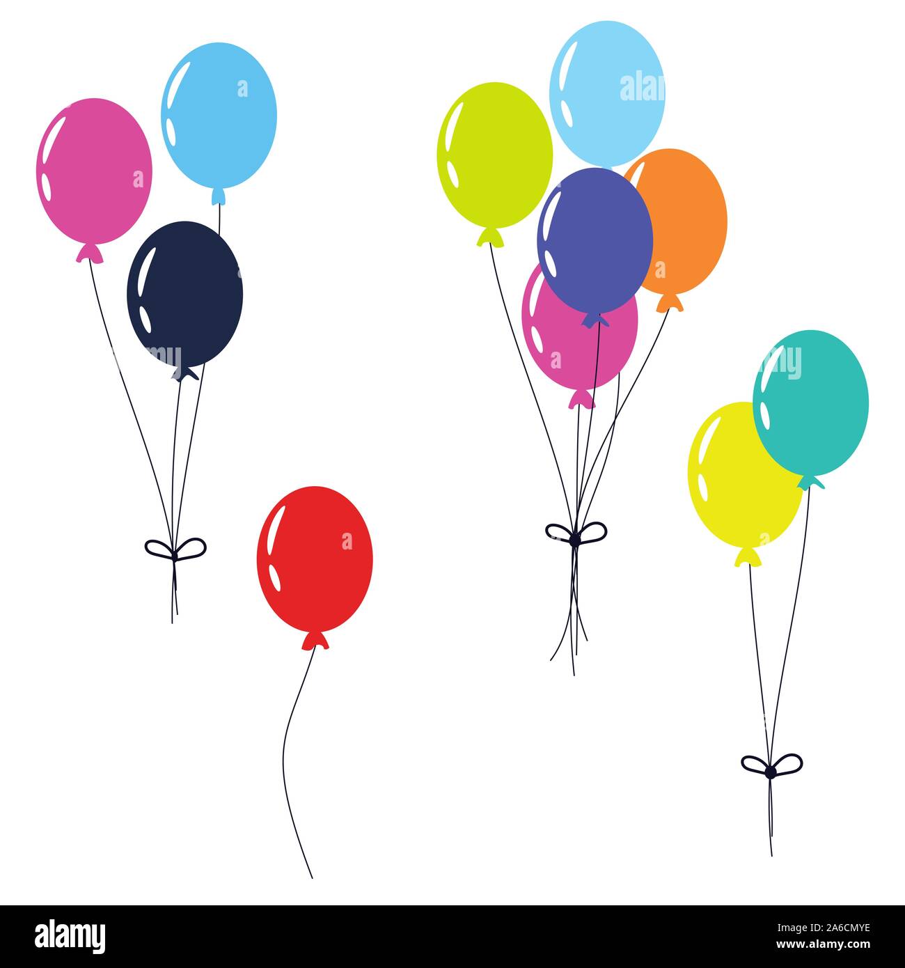 Luftballons isoliert Vektor Clipart auf weißen Hintergrund. Bunte ...