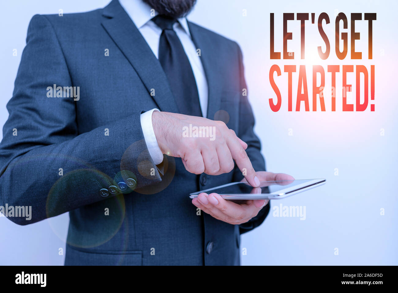 Wort schreiben Text lassen Sie uns beginnen. Business foto Präsentation ...