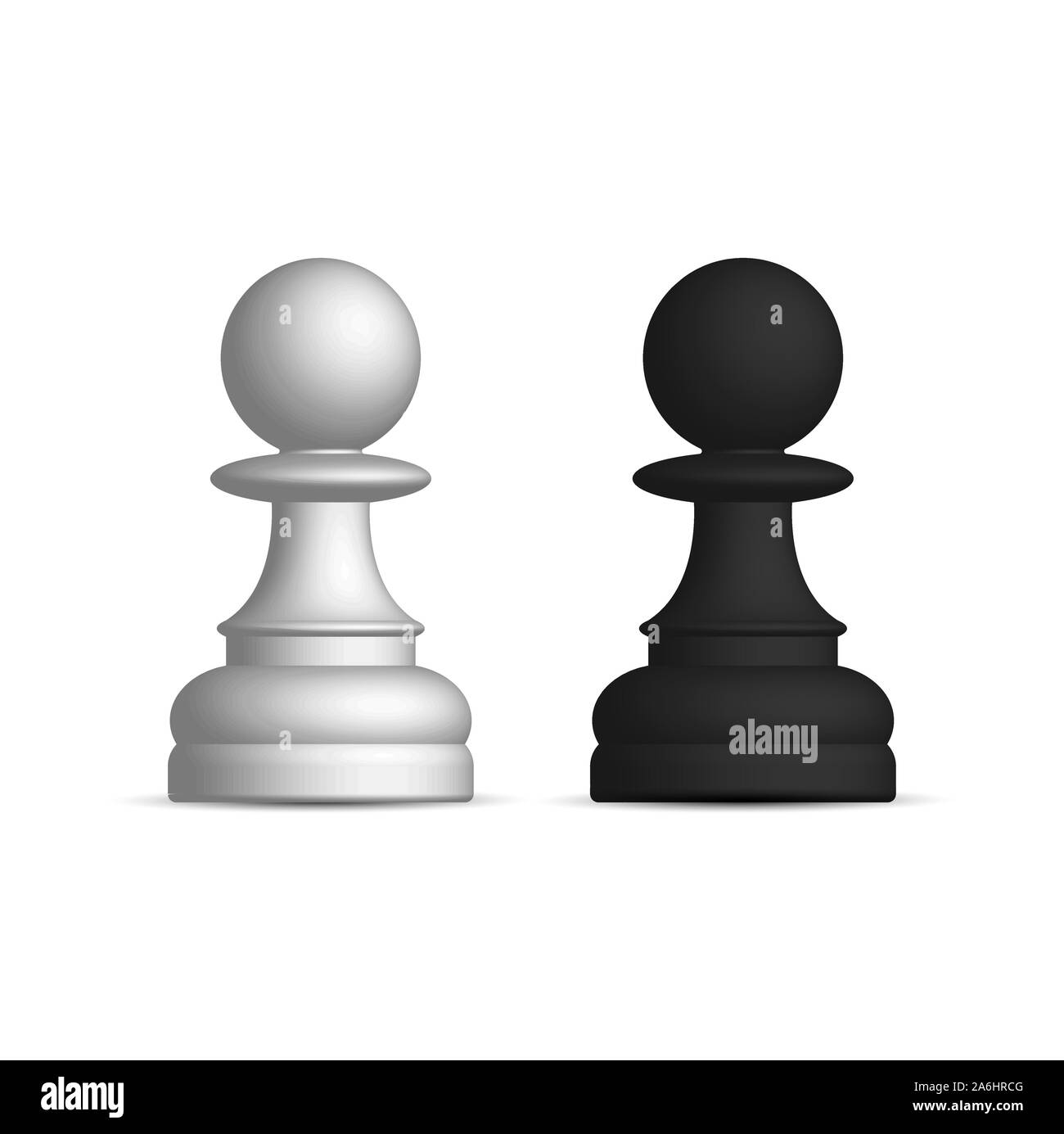 Fotorealistische schwarze und weiße Schachfigur schachfigur. Vordere ...