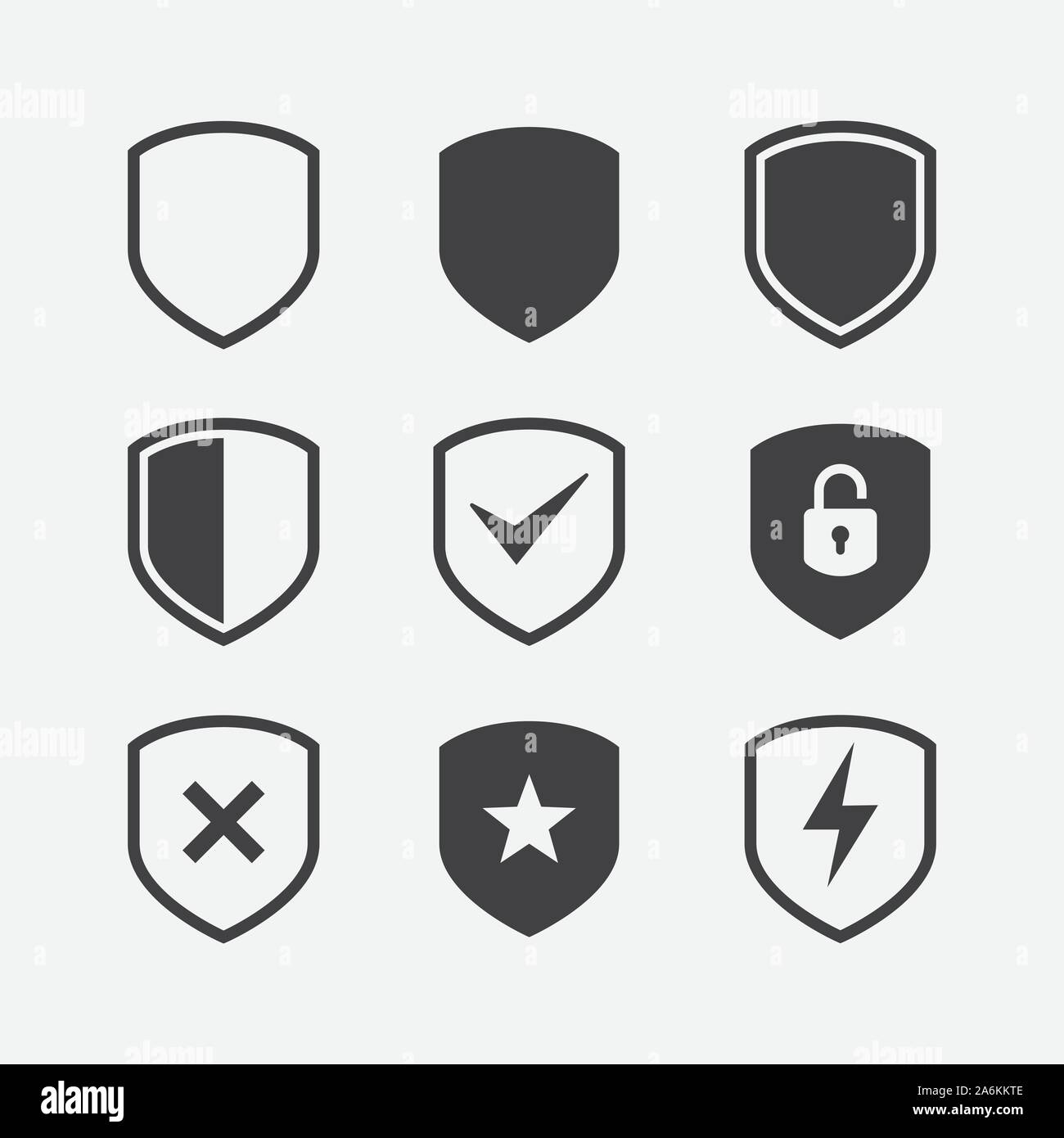 Einfache Security Icon Set, Schild Icon Set, Vektor einfache ...