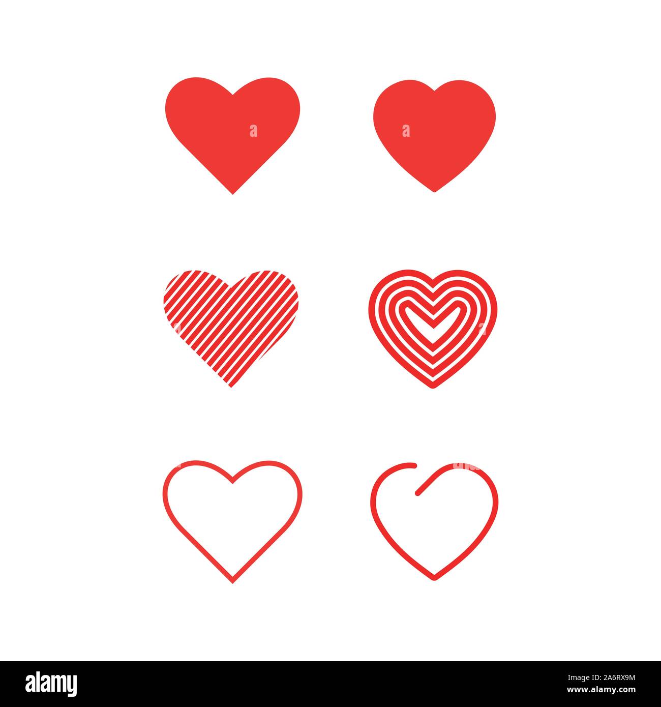 Liebe Logo. Satz von Herzen vector Logo. Strichzeichnungen und flache ...