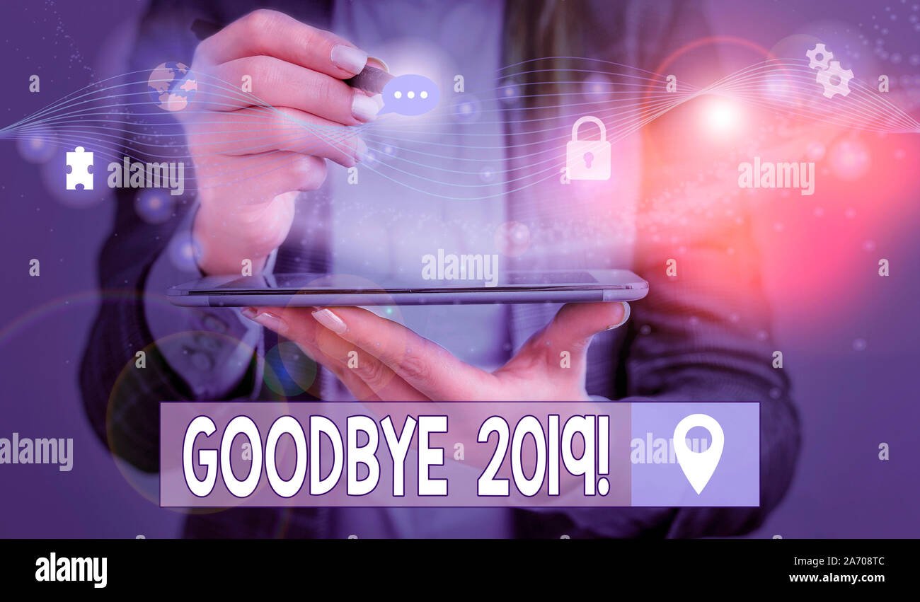 Wort schreiben Text Good Bye 2019. Business foto Präsentation express guten Wünsche Wenn sich ...