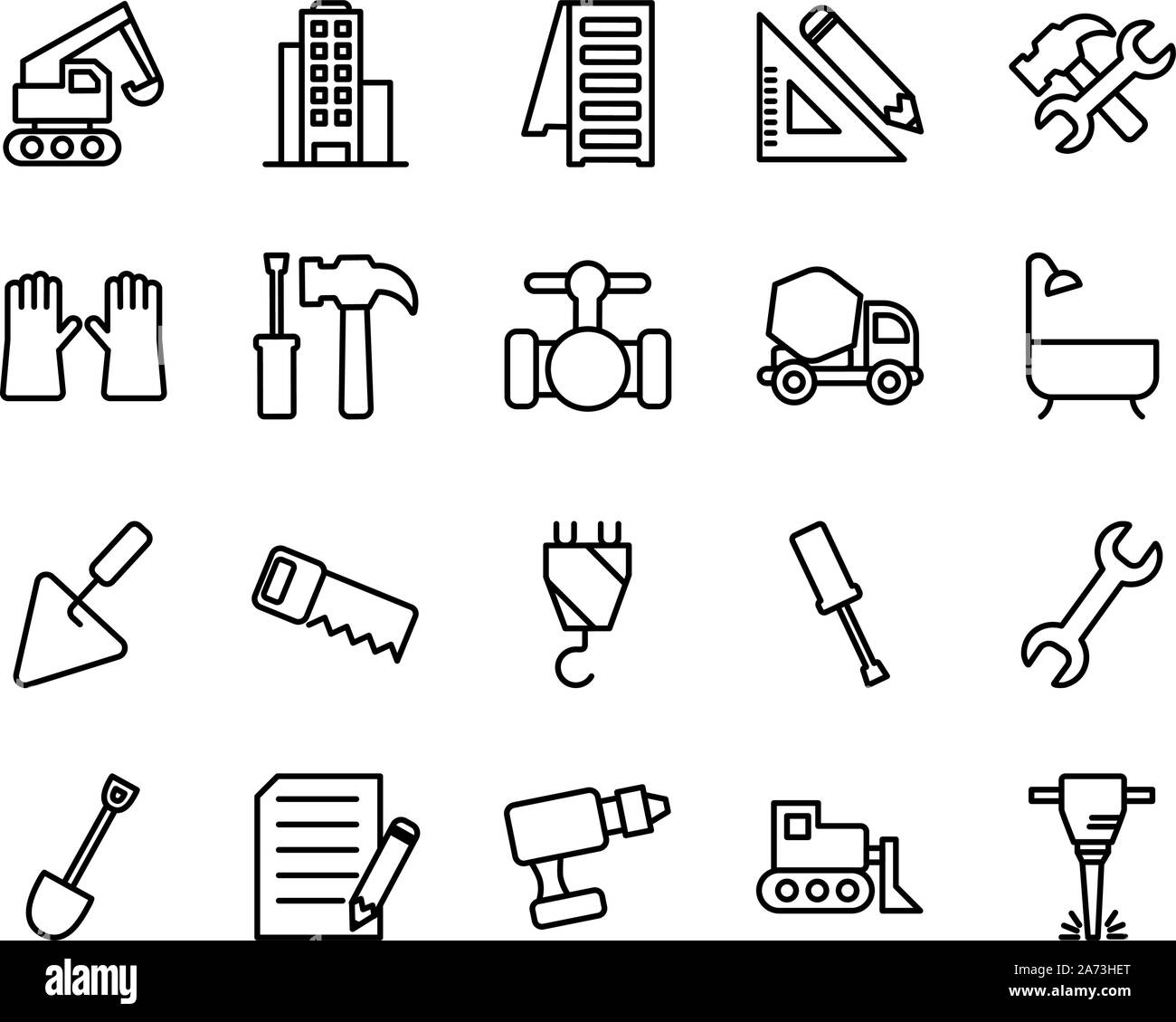 Bau Icon Set Design, Reparatur Wiederaufbau der Industrie Bauen und ...