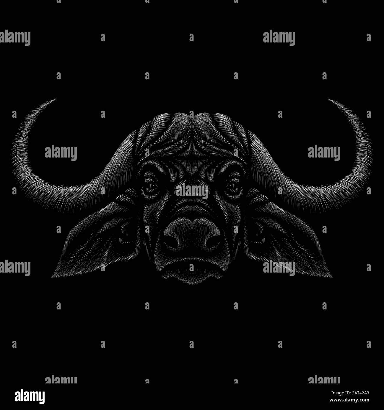 Der Vektor logo Büffel für Tattoo- oder T-shirt Design oder ...