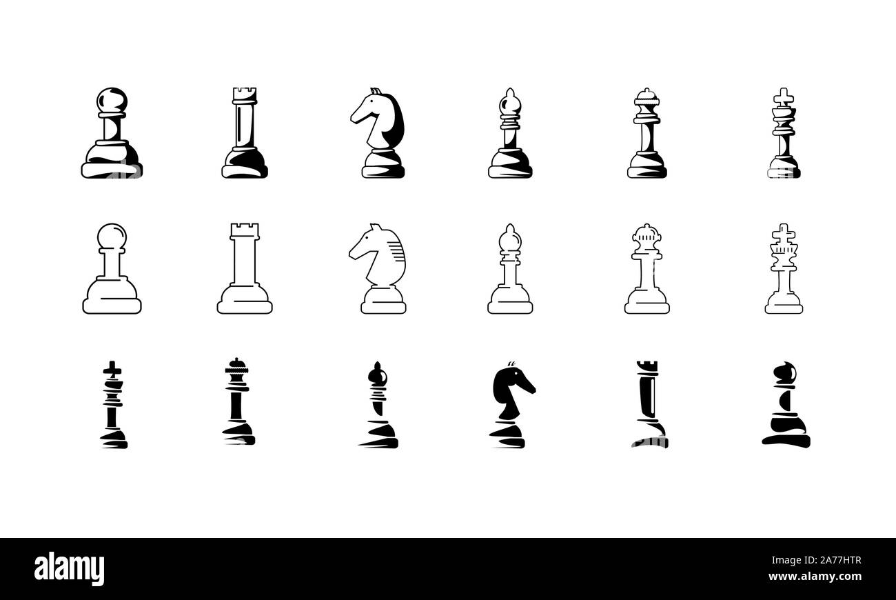 Schach Icon Set pack, Hochwertige Sorte Symbole Vector Illustration ...