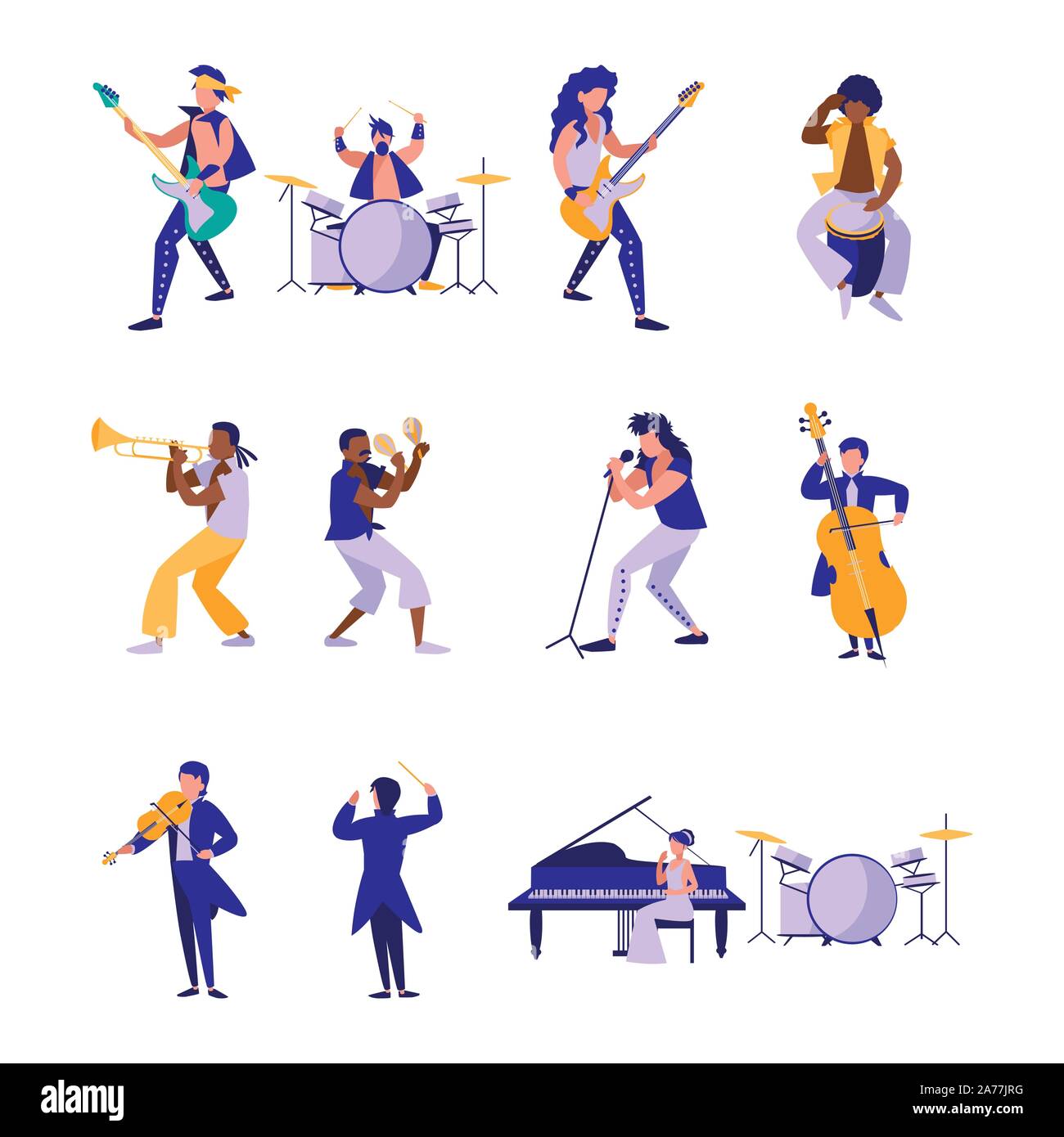 Musiker Icon Set pack, Hochwertige Sorte Symbole Vector Illustration ...