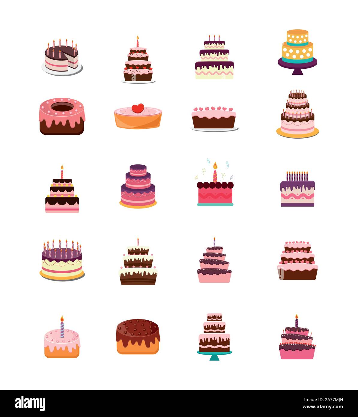 Kuchen Icon Set pack, Hochwertige Sorte Symbole Vector Illustration ...