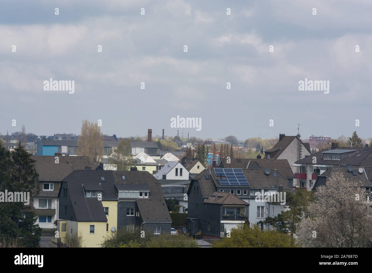 Panorama-aufnahme, Skyline der Stadt Velbert mit Sehenswürdigkeiten ...