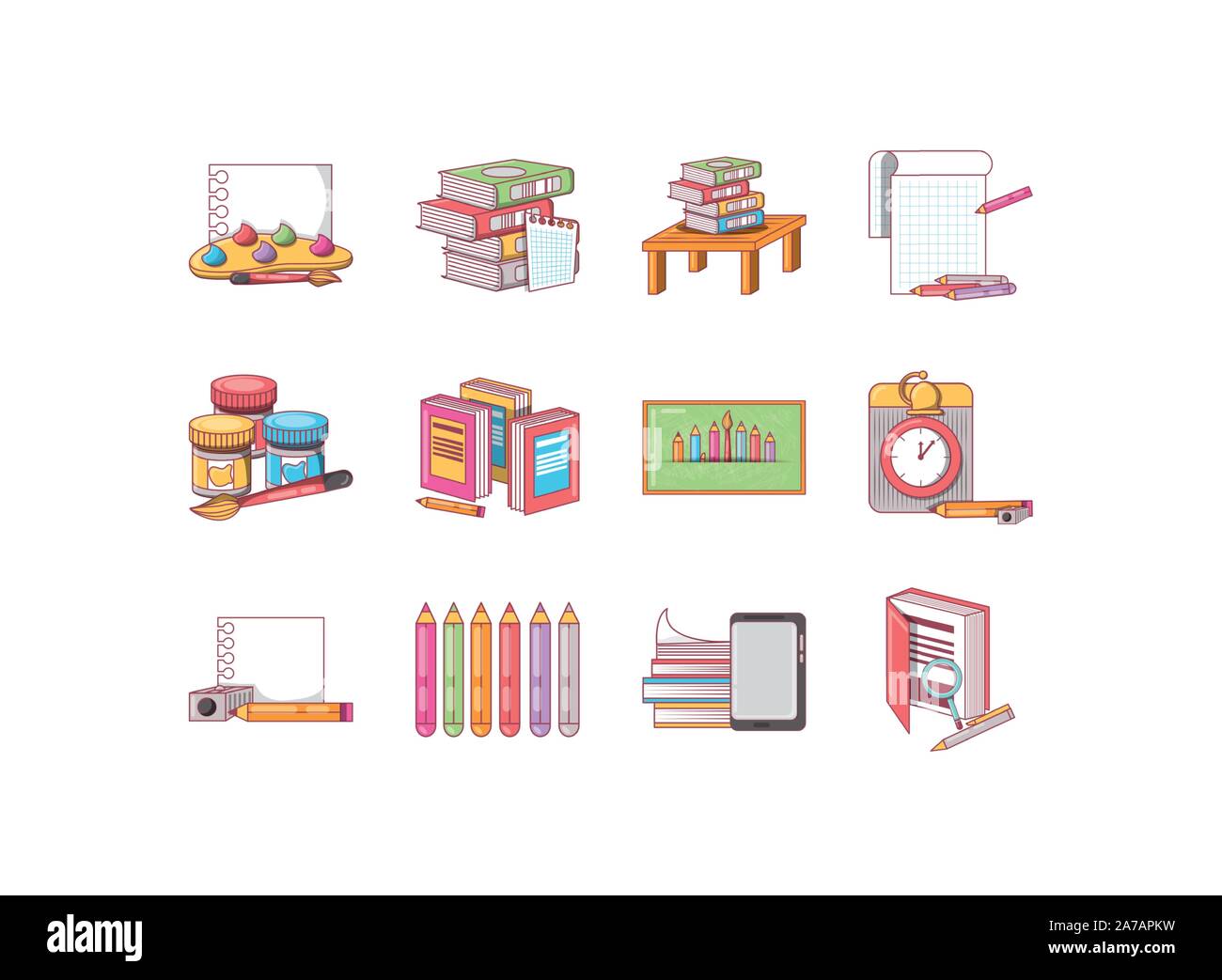 Schule Icon Set pack, Hochwertige Sorte Symbole Vector Illustration ...