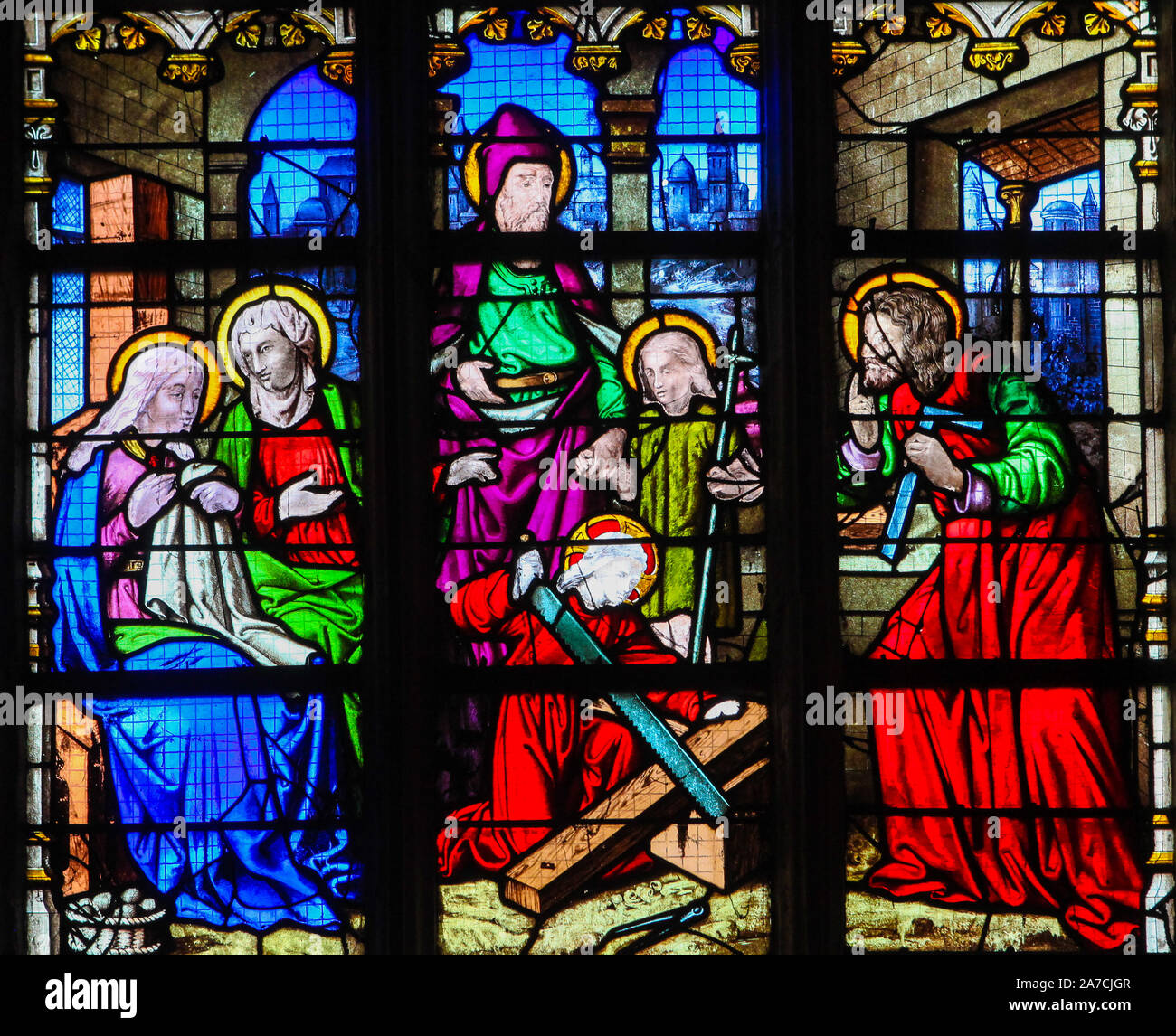 Glasmalereien in der Kirche des Hl. Jakobus in Le Treport, Frankreich ...