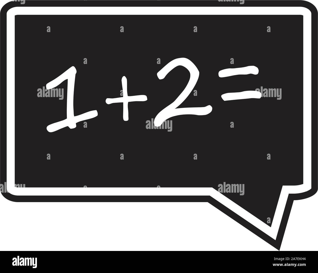 Eins plus Zwei ist gleich Symbol auf weißem Hintergrund. Mathematische ...