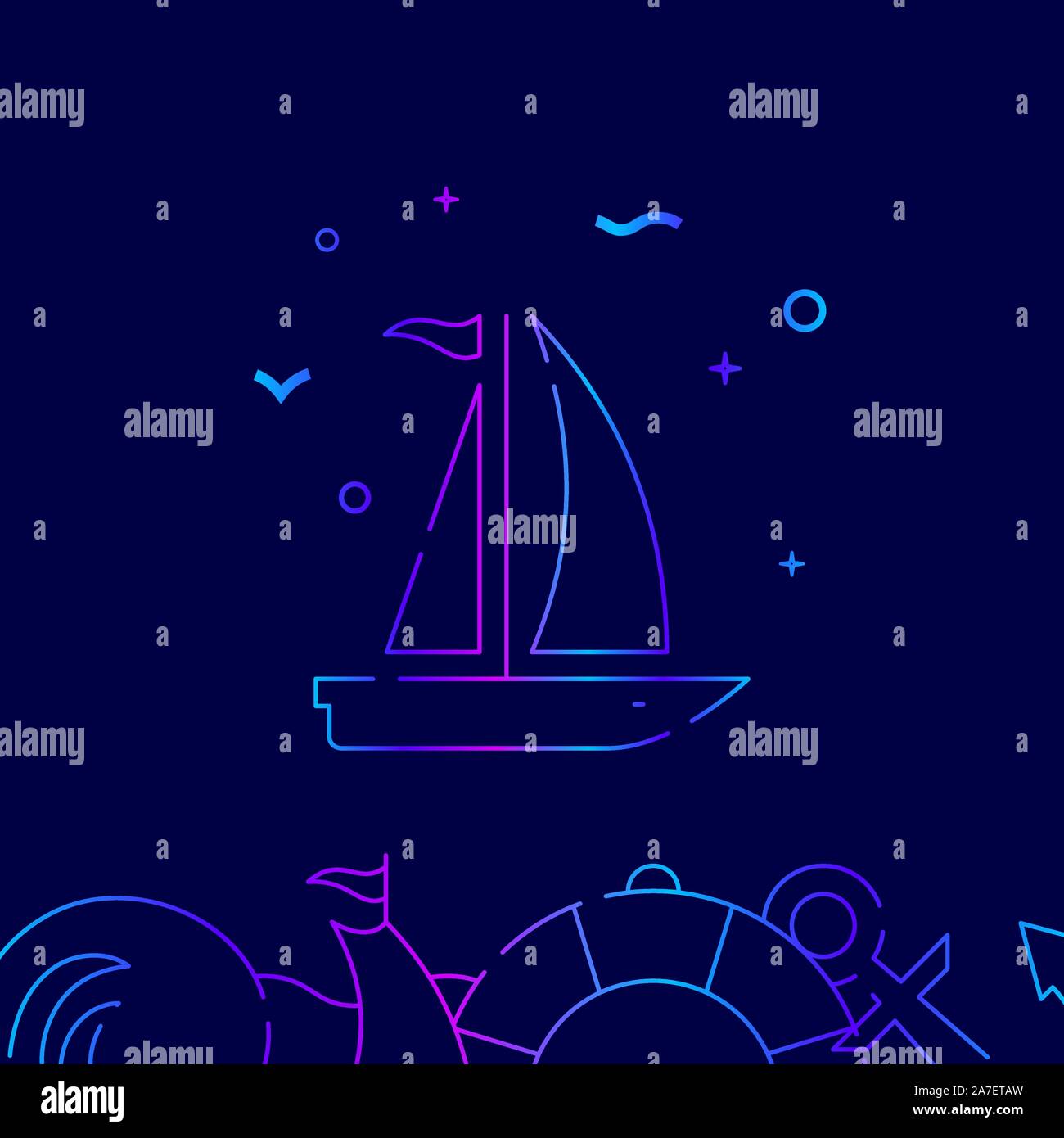 Segelyacht, Segelboot Vektor abstufungslinie Symbol, Illustration ...