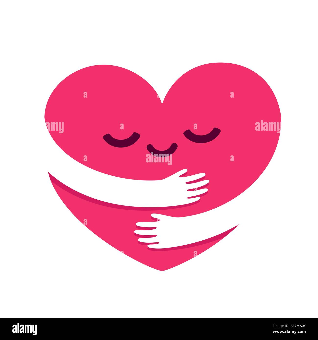 Liebe dich selbst, cute cartoon Herzen Charakter Umarmung. Kawaii Herz ...