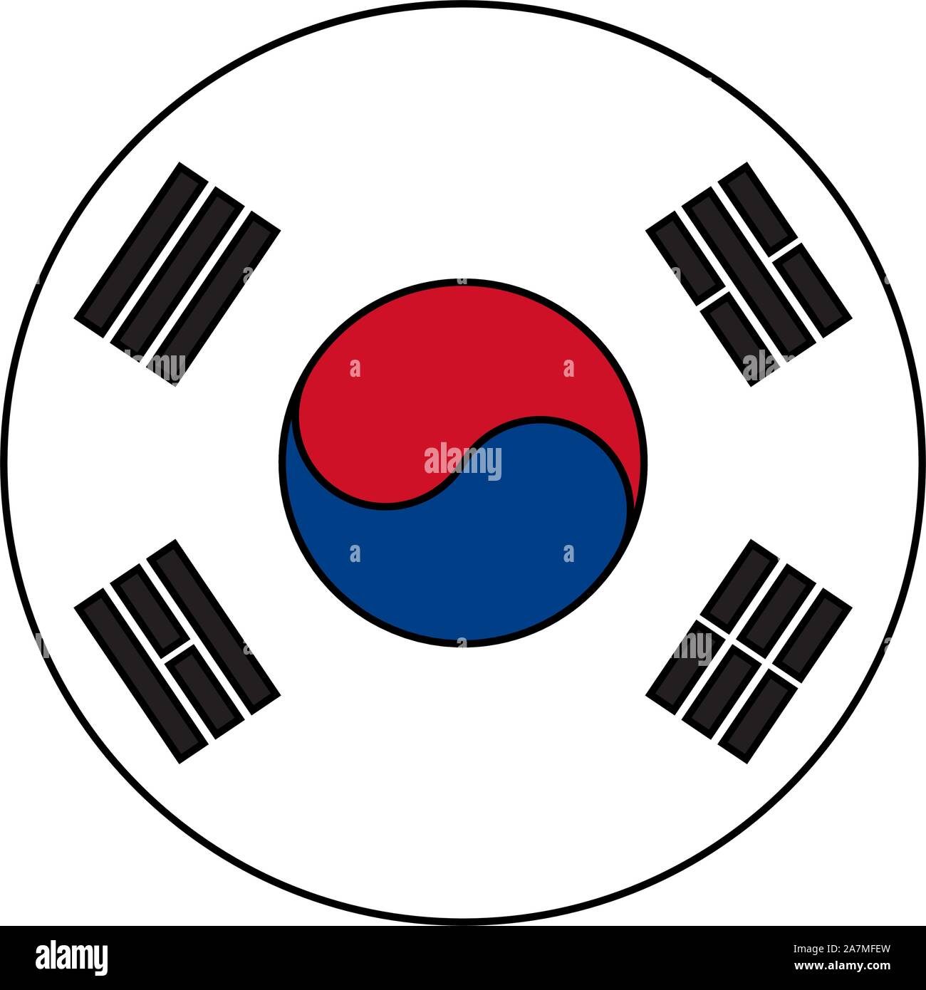 Koreanische Runde Flagge Vector Illustration Perfekt Für Symbol