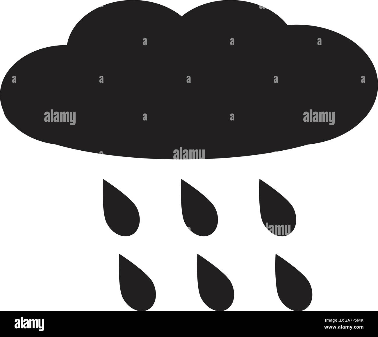 Regen, Regen auf weißem Hintergrund. regnerischen unterzeichnen. Flat ...