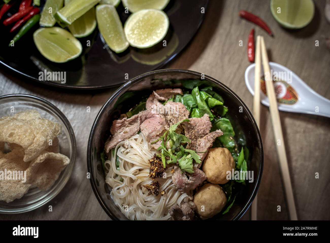 Thai Nudel Suppe Blut, Boot noodle, leckeres Gericht, berühmte ...