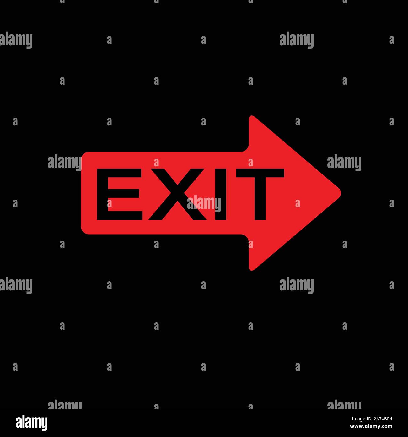 Exit-Symbol auf schwarzem Hintergrund. Flacher Stil. Exit-Symbol für ...