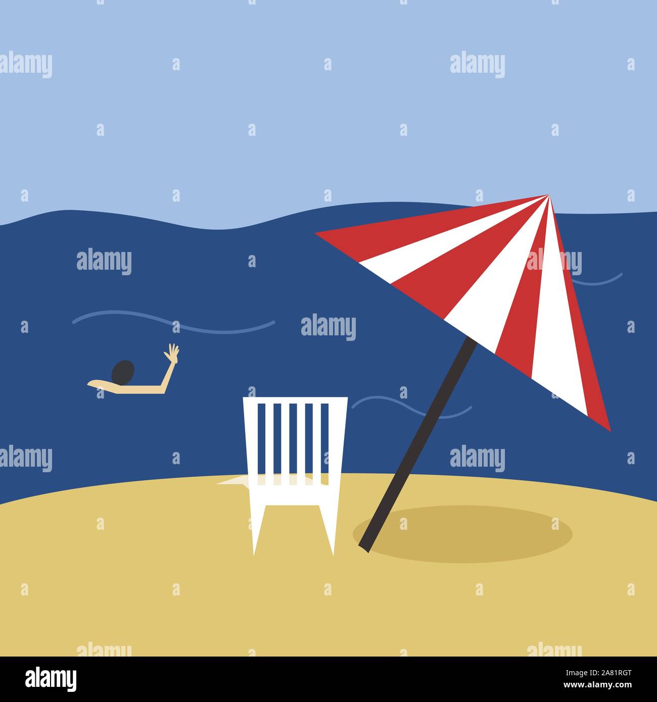 Roter stuhl am strand Stock-Vektorgrafiken kaufen - Alamy