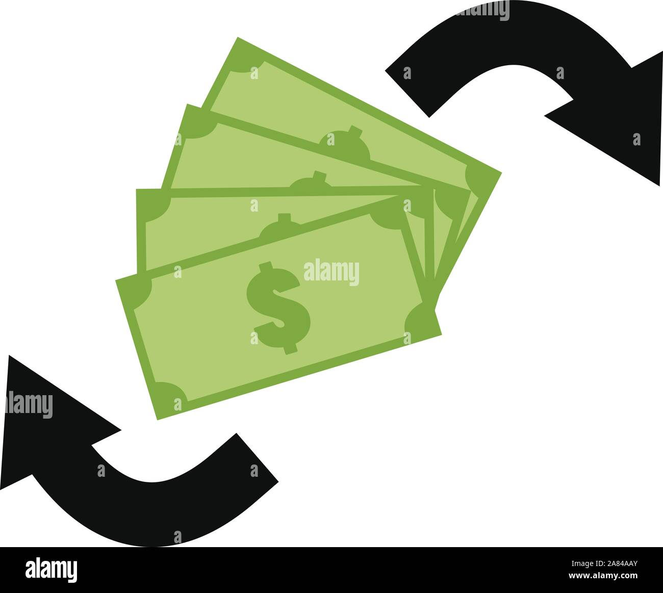 Geldwechsel Symbol auf weißem Hintergrund. Geldwechsel grünes Schild ...