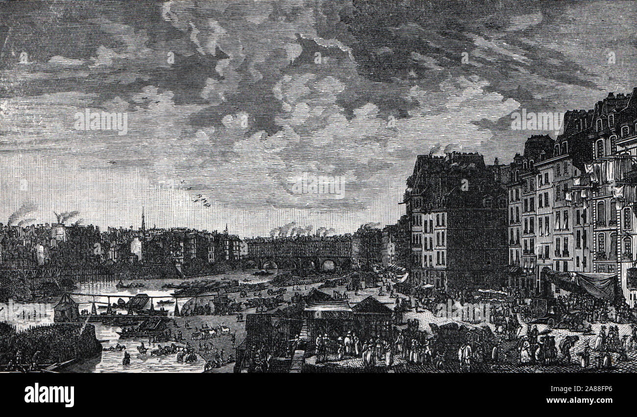 Ansicht im alten Paris; Die Portee Au Ble vom Ende der Viehmarkt auf ...