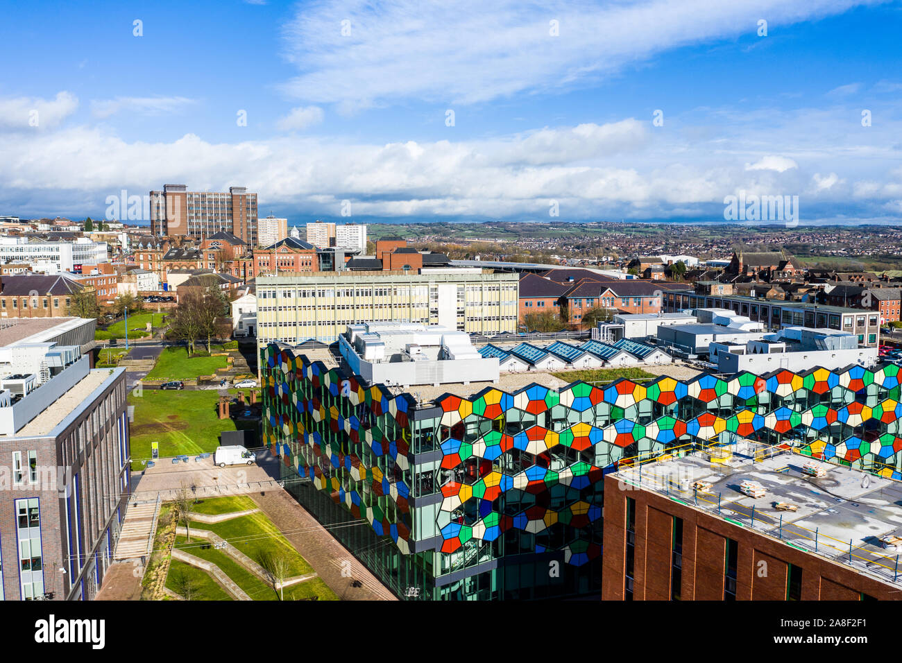 Luftaufnahmen, Overhead Blick auf das Hilton Hotel bauen im Smithfield ...