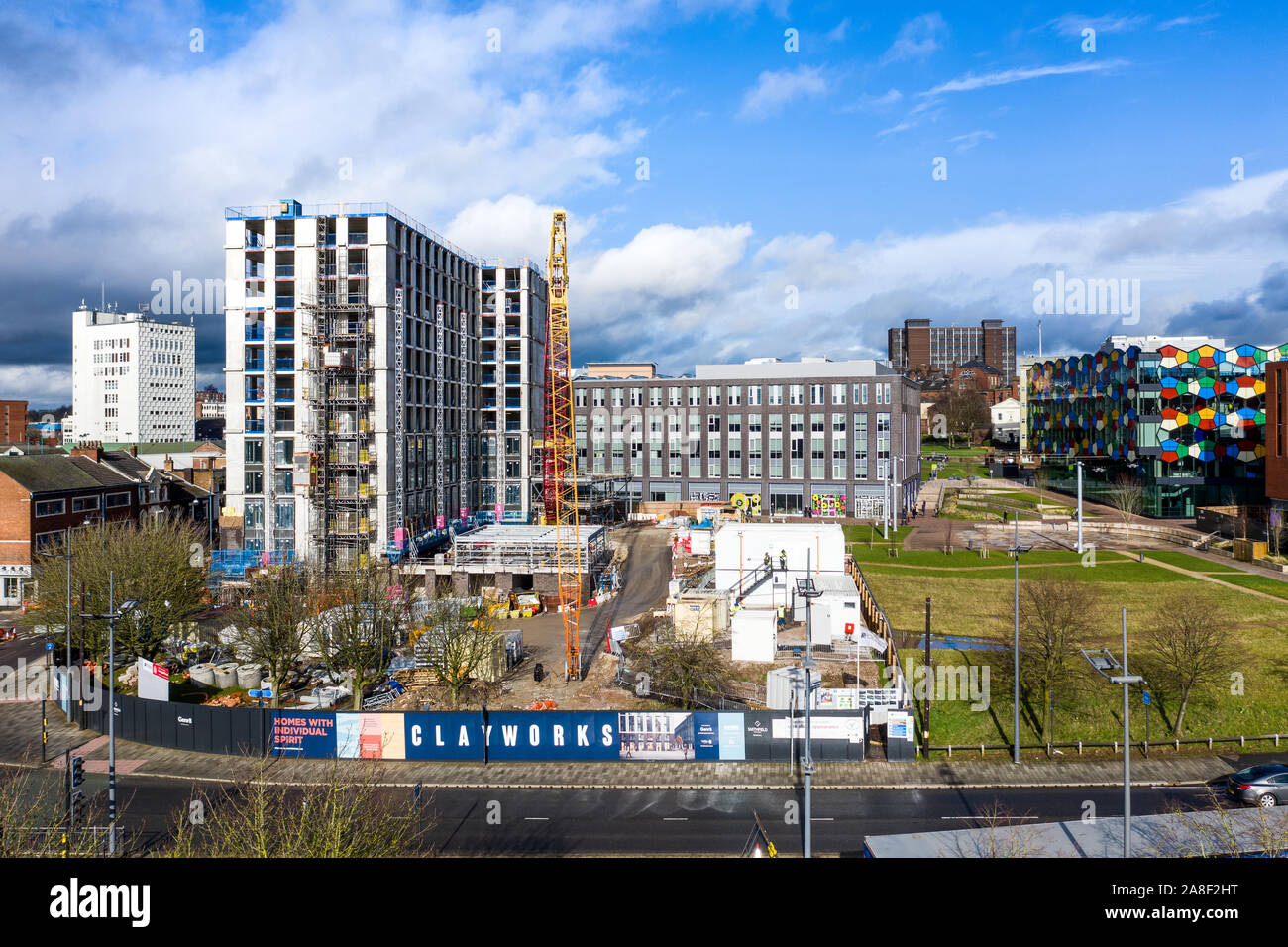 Luftaufnahmen, Overhead Blick auf das Hilton Hotel bauen im Smithfield ...