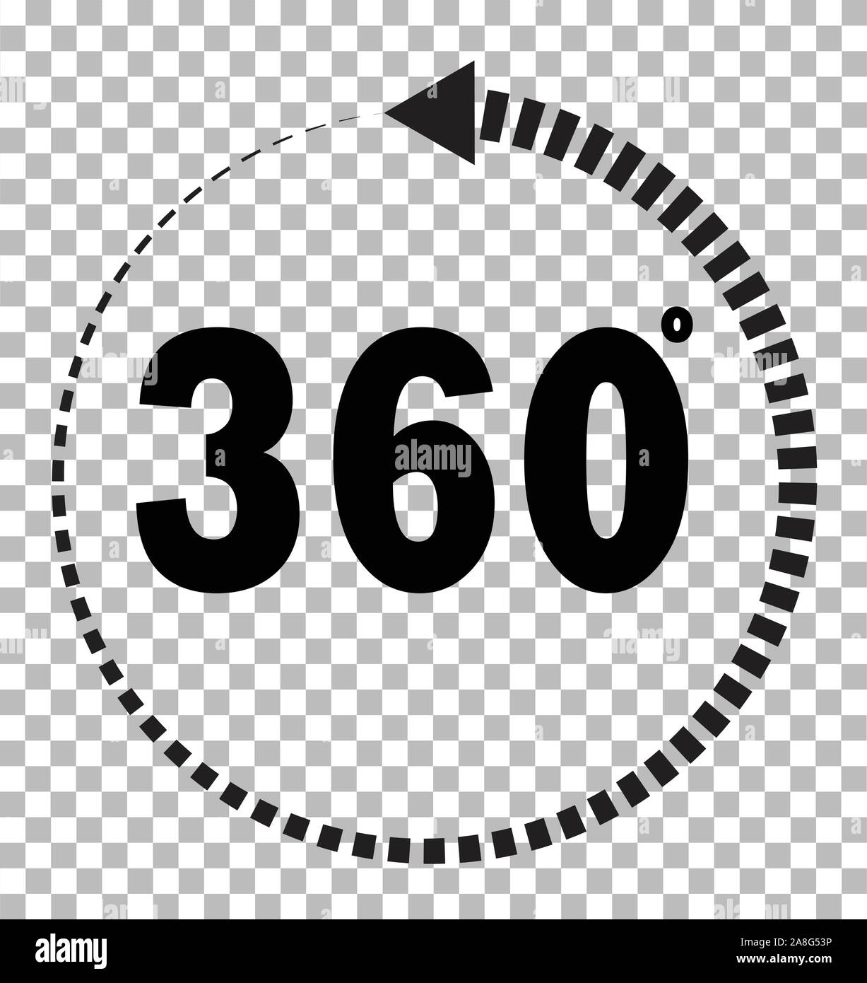 360-Grad-Symbol auf transparentem Hintergrund. Flacher Stil. 360-Grad ...
