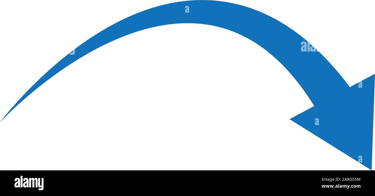 Blauer Pfeil Symbol auf weißem Hintergrund. Flat Style. Abstrakte blaue ...