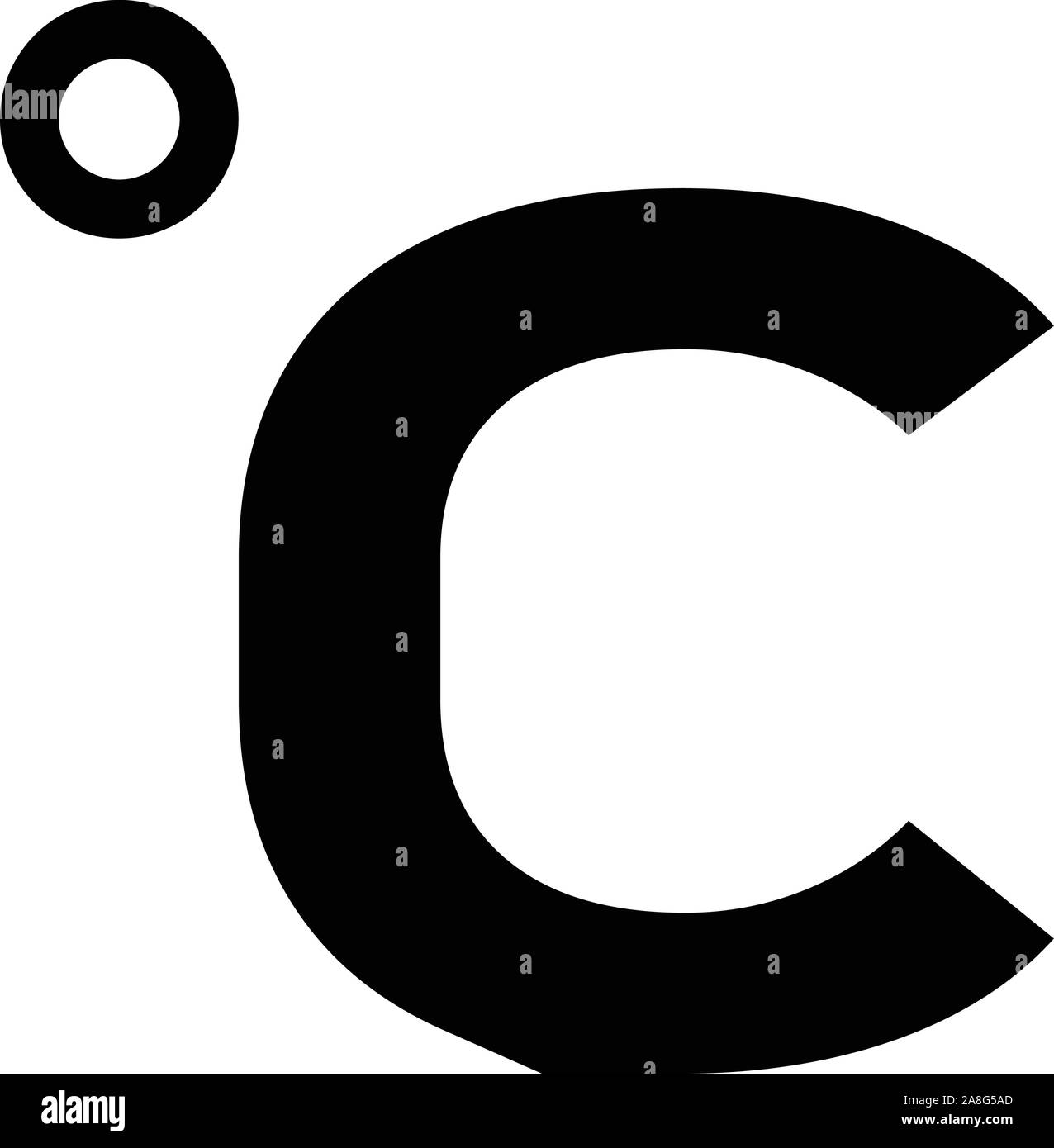 Celsius-Symbol in modischem Flachstil auf weißem Hintergrund. Celsius ...