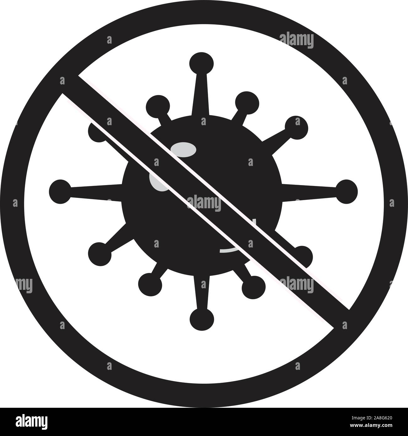 Keine Bakterien Symbol auf weißem Hintergrund. Kein Virus unterzeichnen ...