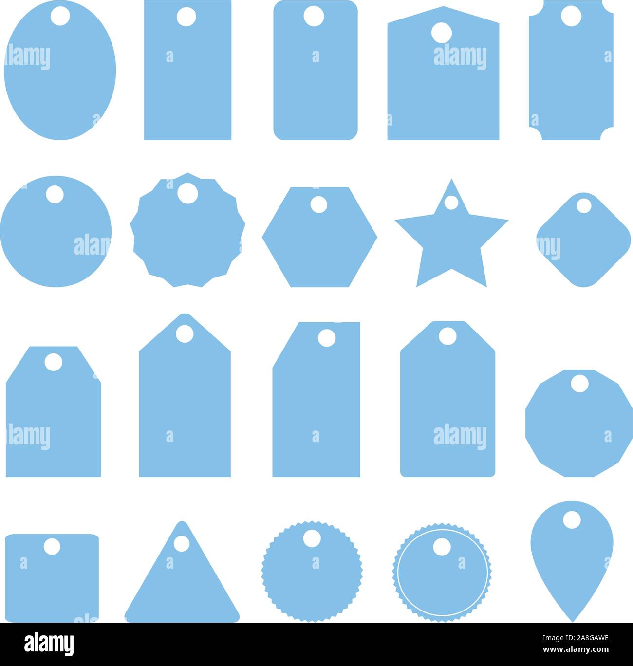 Set blau Preis tags Symbol auf weißem Hintergrund. Flat Style. set ...