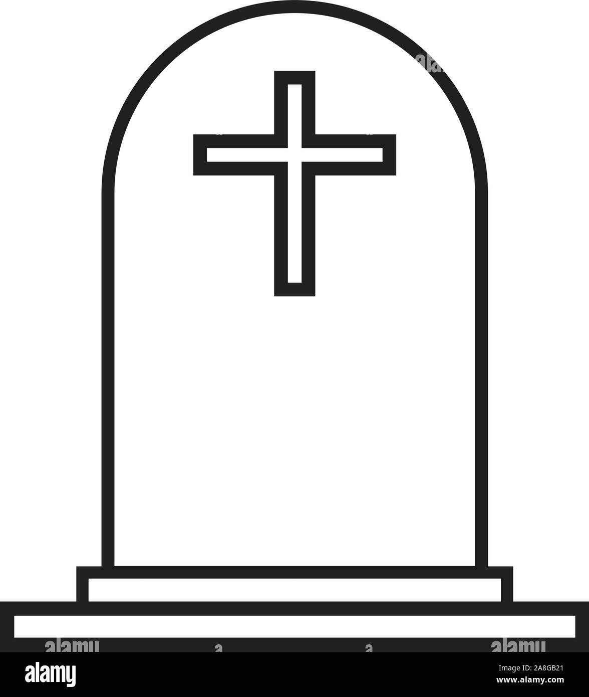 Grabstein mit Kreuz auf weißem Hintergrund. Flat Style. grab Symbol für ...