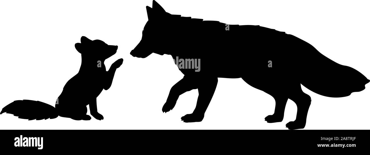Silhouette der Fuchs und der Kleine Fuchs. Vektor Illustrator Stock ...