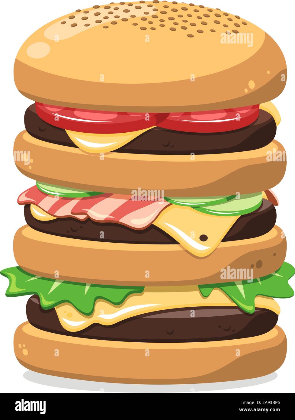 Super lecker Hamburger vektor Cartoon Illustration Stock-Vektorgrafik ...