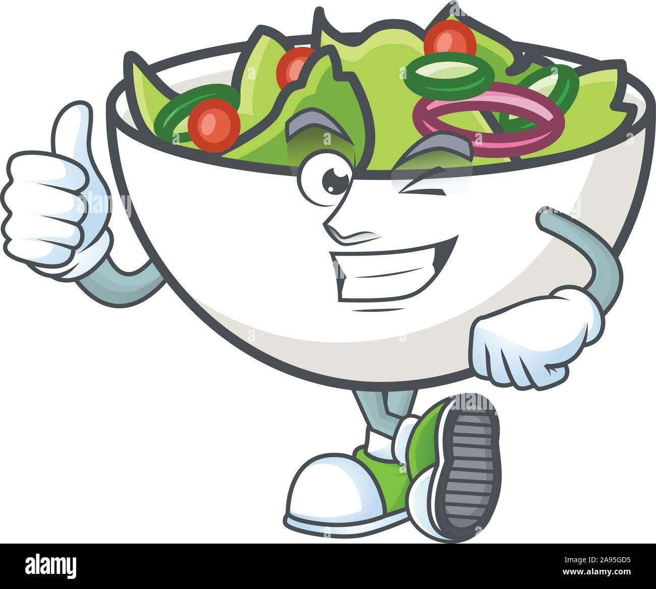 Salat von Daumen hoch Charakter in der Karikatur Stock-Vektorgrafik - Alamy
