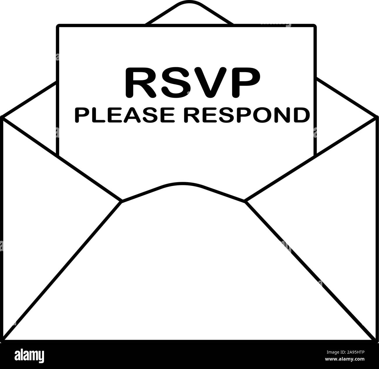 RSVP Symbol auf weißem Hintergrund. Flat Style. Bitte antworten Brief ...