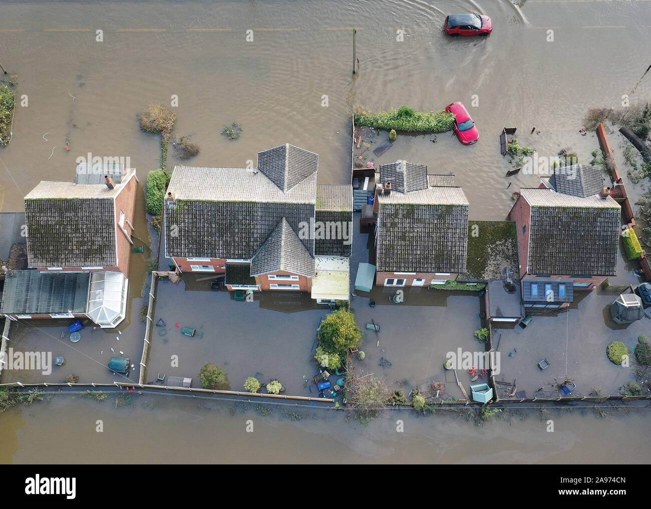Die Hochwasser an Fishlake, in Doncaster, South Yorkshire, als Teile ...
