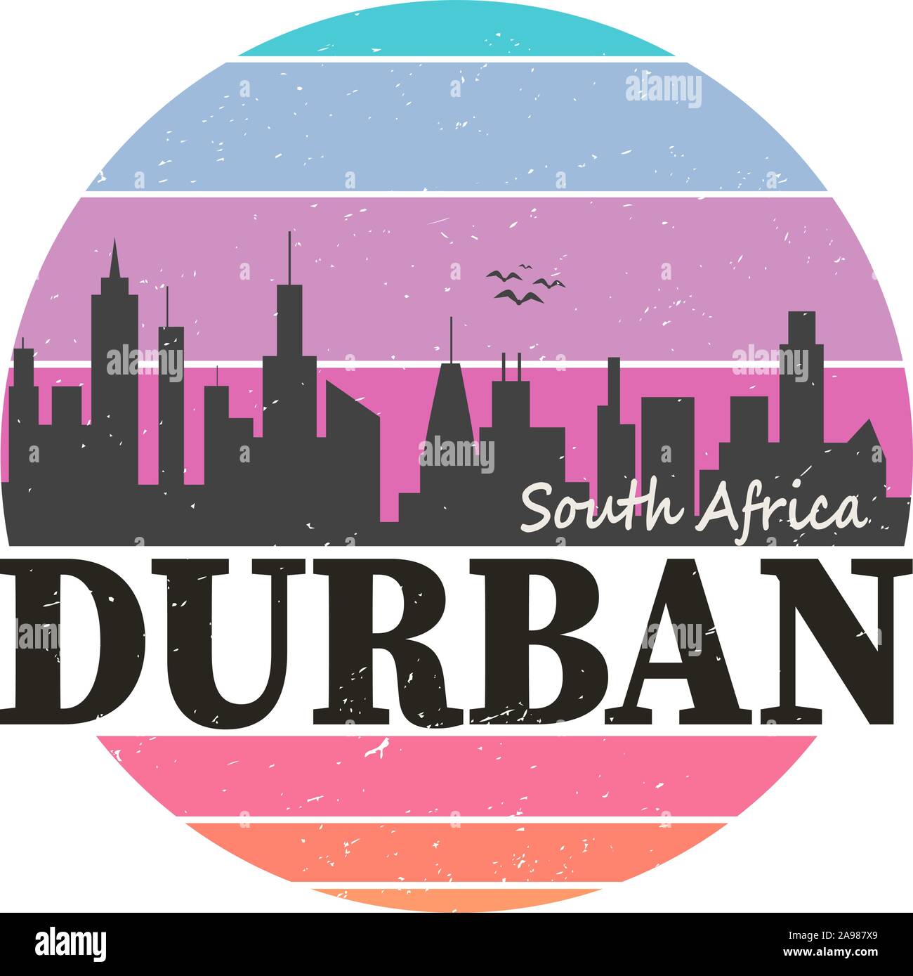 Durban Südafrika Flachbild Symbol Silhouette Silhouette Design City ...