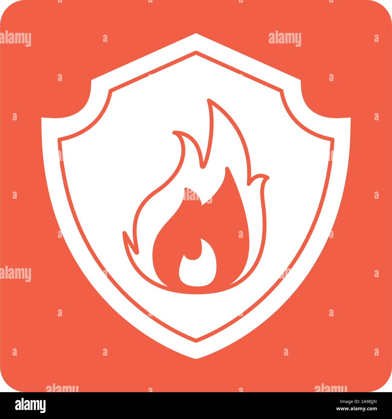 Schild mit Feuer Flamme block-Zeile das Symbol Vektor illustration ...